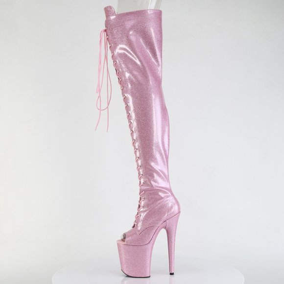 Shoes | Platform High Heel Glitter Lace Up Thigh High Boots | Poshmark